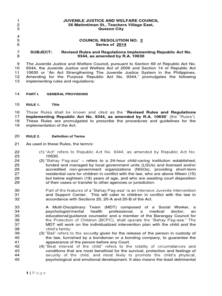 Revised Implementing Rules and Regulations of RA 9344 As Amended by RA ...