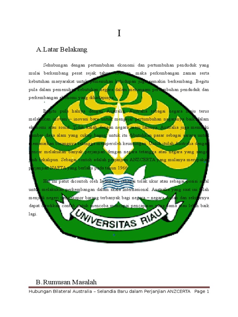 Perjanjian ANZCERTA: Hubungan Ekonomi Australia-Selandia Baru | PDF ...