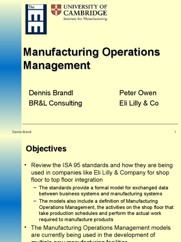Manufacturing Operations Management | PDF | Scheduling (Production ...