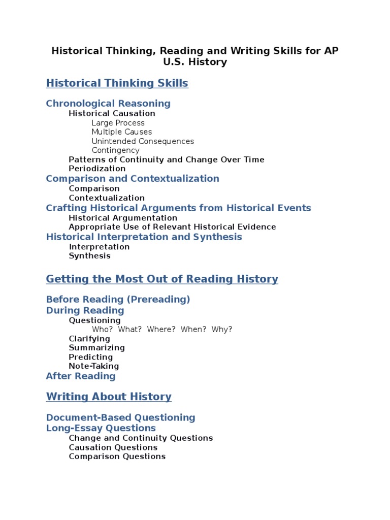 Historical Thinking For APUSH Outline | PDF | Science & Mathematics