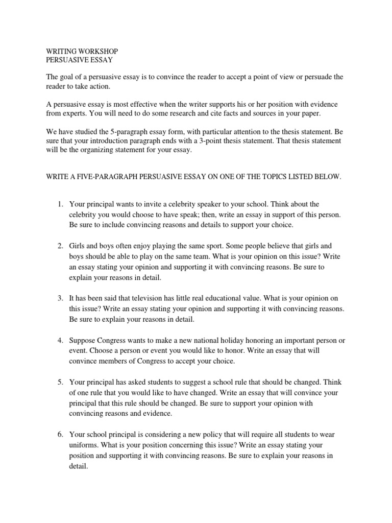 Persusive Prompts and Guidelines | PDF | Essays | Thesis