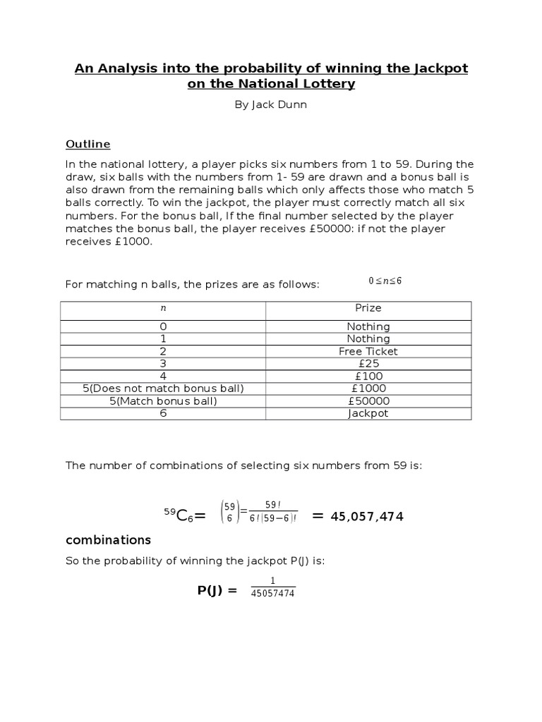 National Lottery Jackpot Probability Analysis | PDF | Lottery | Gaming