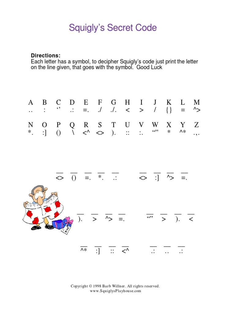 Squigly's Secret Code: Directions | PDF Squigly's Secret Code: Directions | PDF