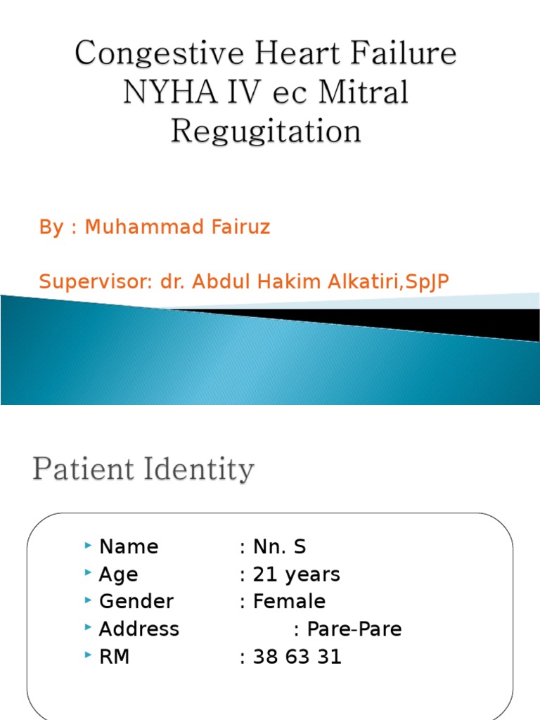 CHF NYHA IV Ec Mitral Regugitation | PDF | Thorax (Human Anatomy ...