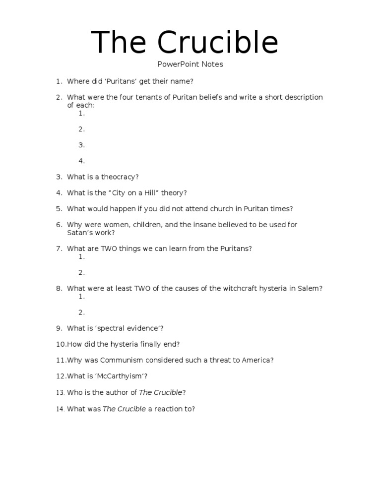 The Crucible PPT Notes | PDF