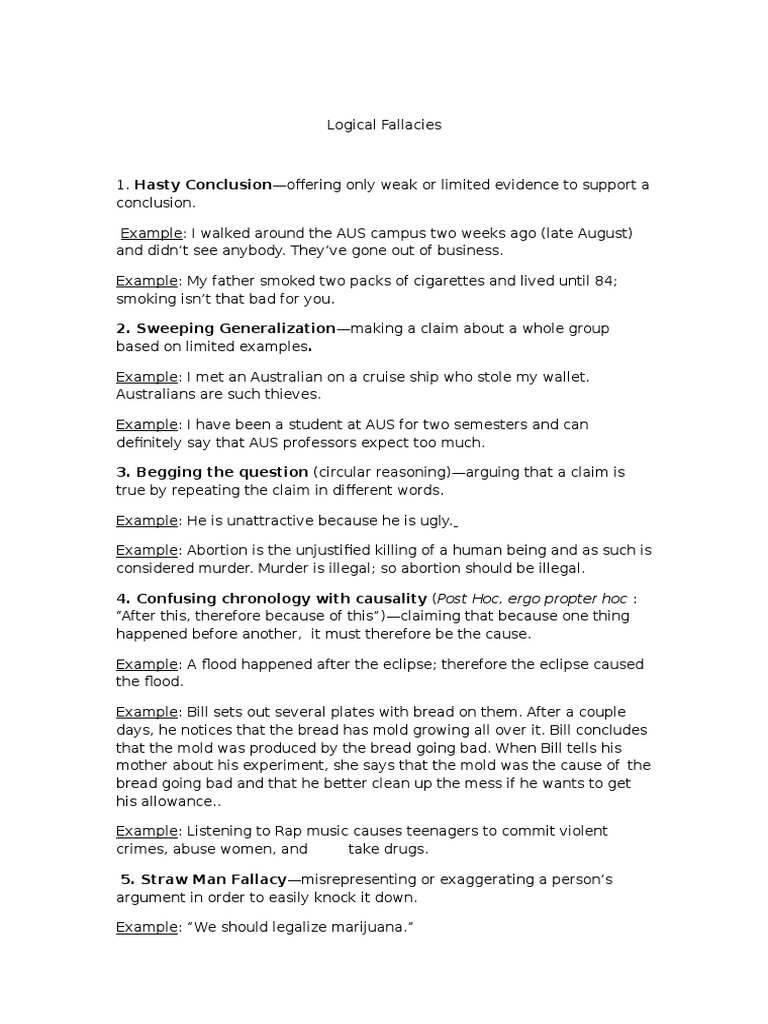 Logical Fallacies | PDF | Fallacy | Causality