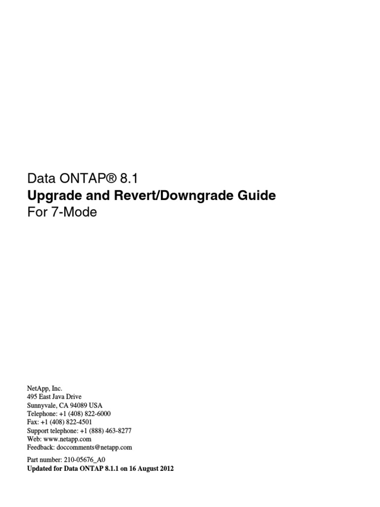 Data ONTAP 81 Upgrade and RevertDowngrade Guide | PDF | Booting | Replication (Computing)