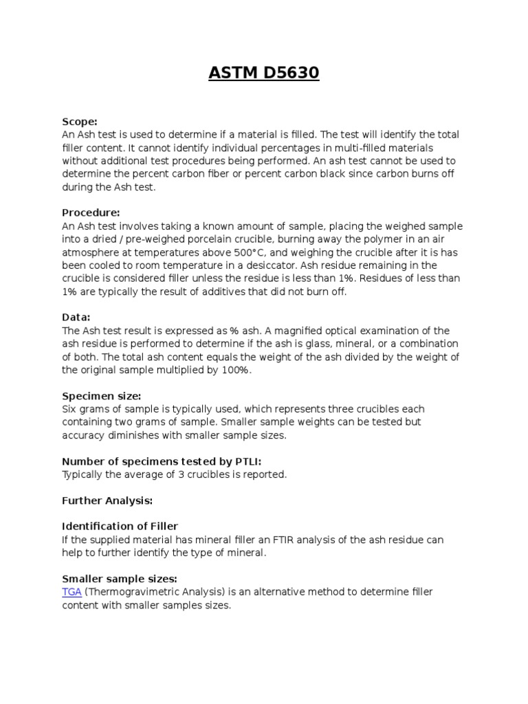 Ash Astm d5630 | PDF