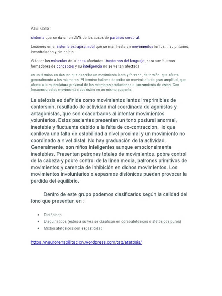 ATETOSIS | Distonía | Trastornos neurológicos