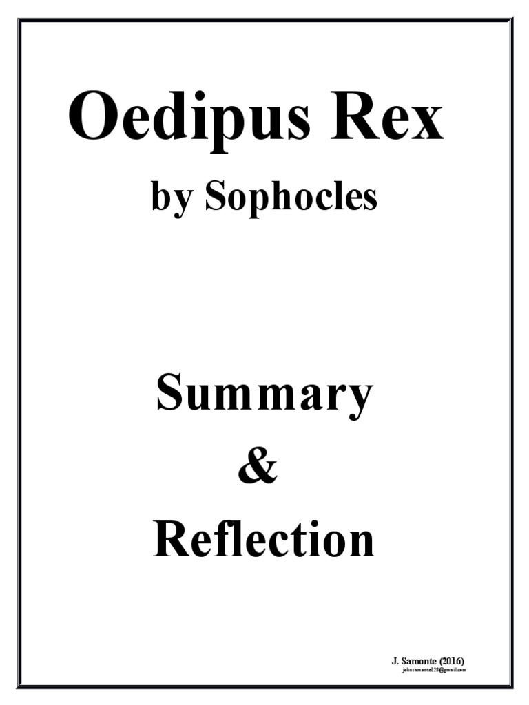 Oedipus Rex by Sophocles: Summary & Reflection | PDF | Oedipus ...