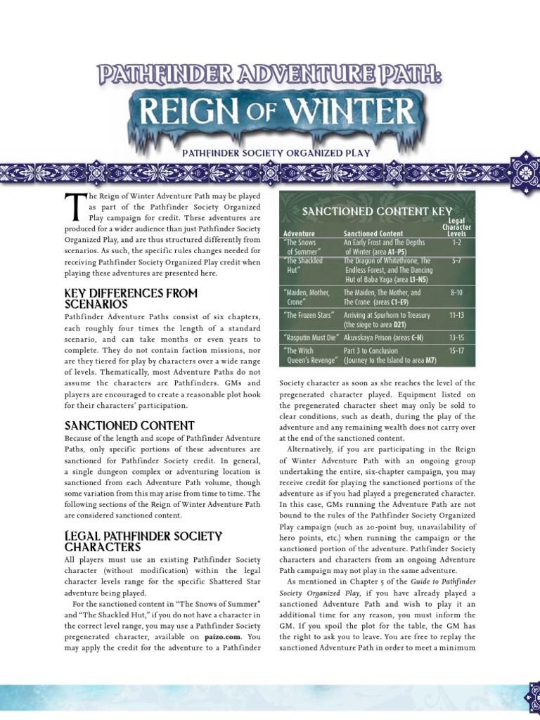 Reign of Winter PFS Chronicle Sheets | Download Free PDF | Role Playing ...