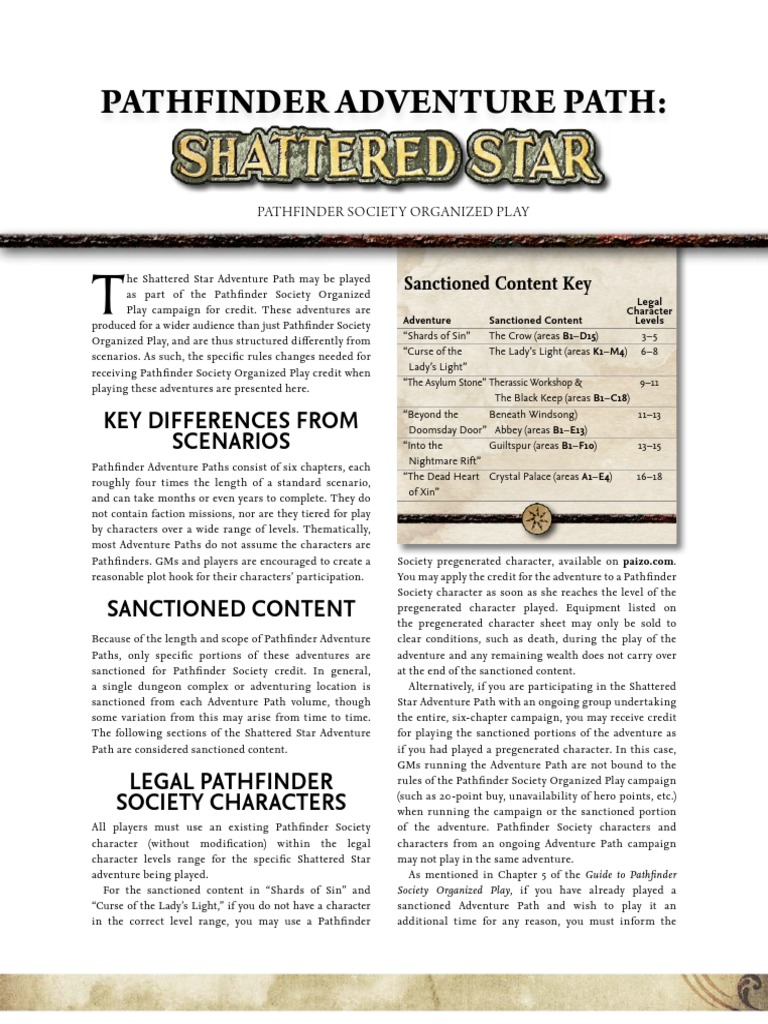 Shattered Star PFS Chronicle Sheets | PDF | Leisure