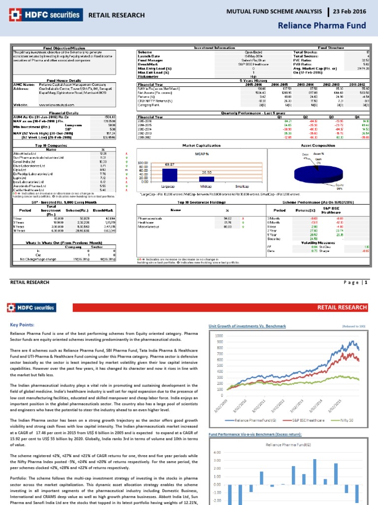 Reliance Pharma Fund: Retail Research | PDF | Economic Growth ...