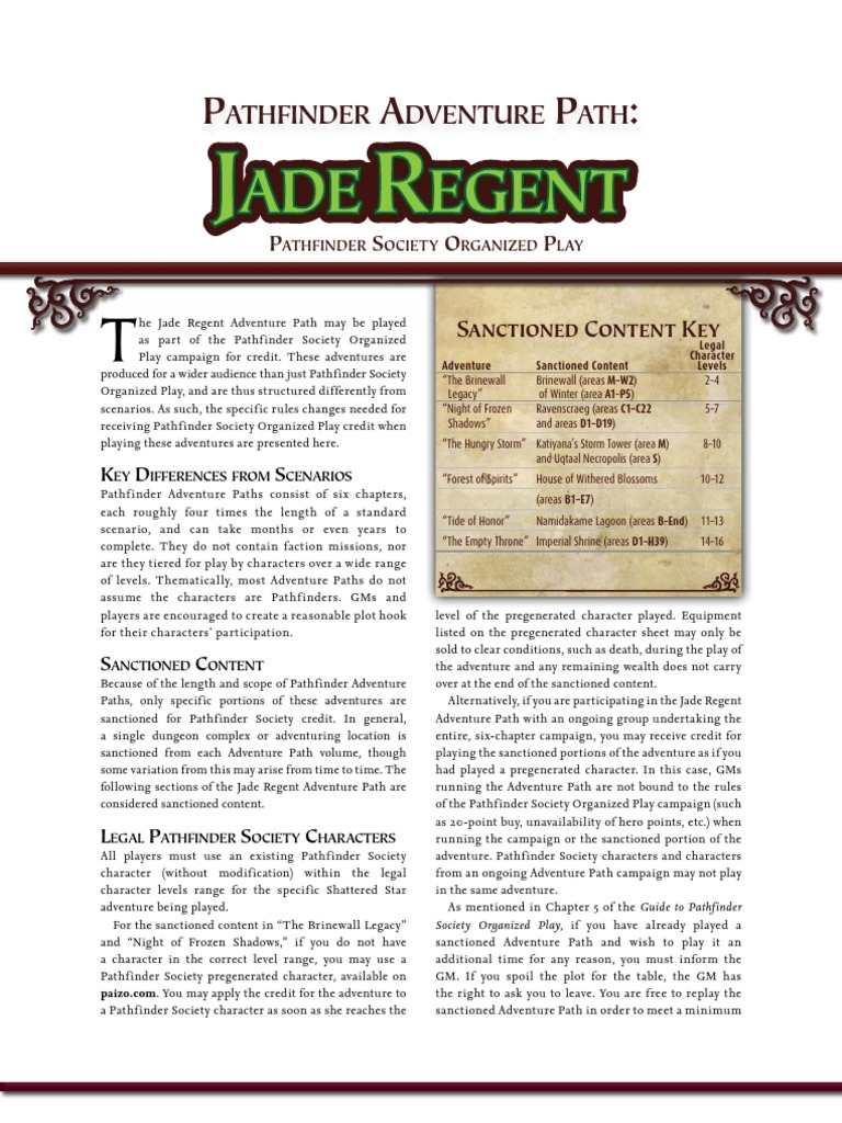 Jade Regent PFS Chronicle Sheets | PDF | Ninja | Leisure