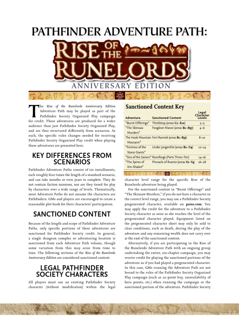 Rise of the Runelords: Player's Guide | PDF | Leisure