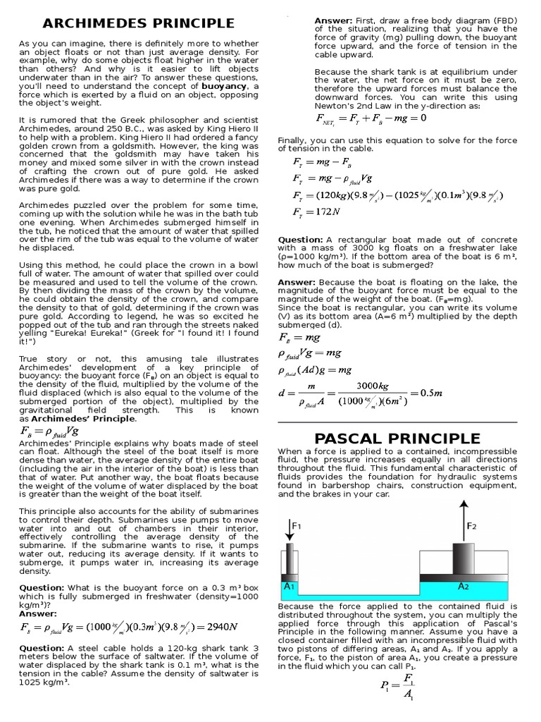 Pascal Archimedes Bernoulli | PDF | Buoyancy | Force