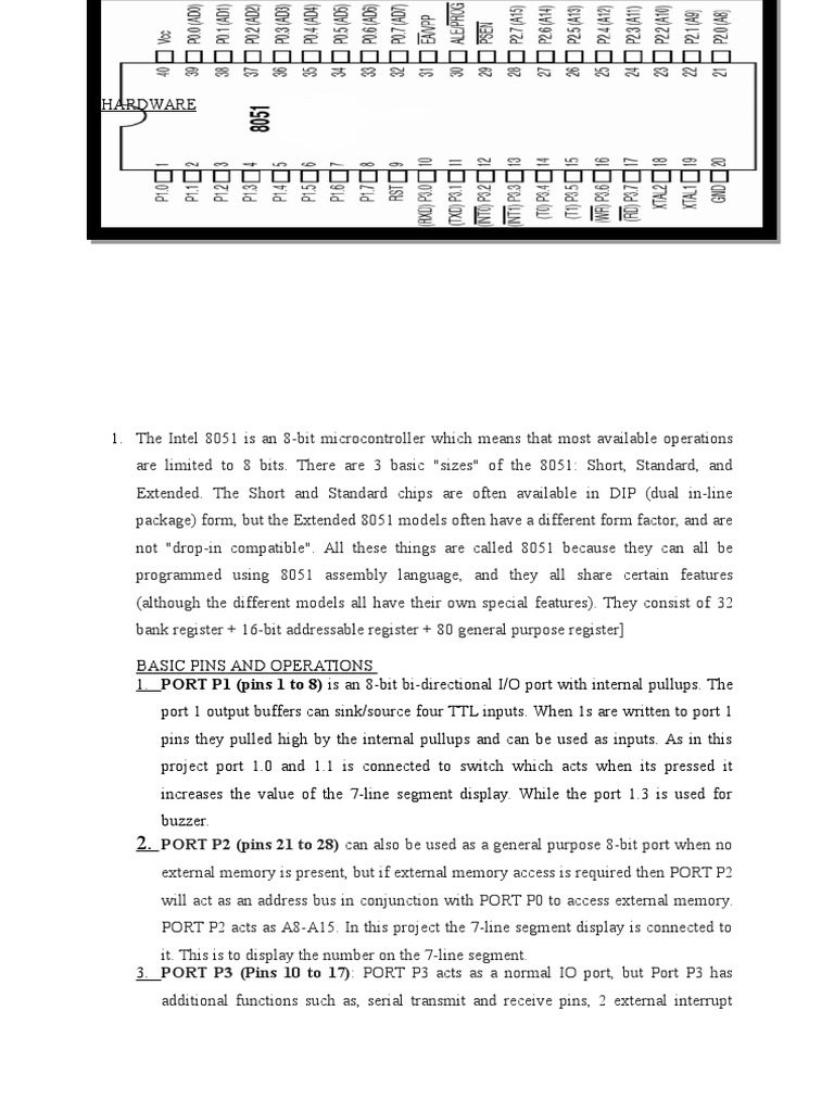 PORT P2 (Pins 21 To 28) Can Also Be Used As A General Purpose 8-Bit ...