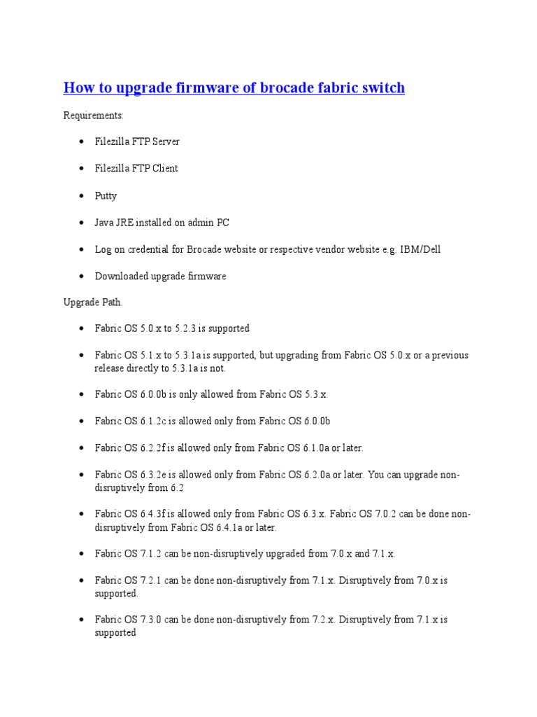 How to upgrade firmware of Brocade fabric switch in 40 steps | PDF | File Transfer Protocol ...