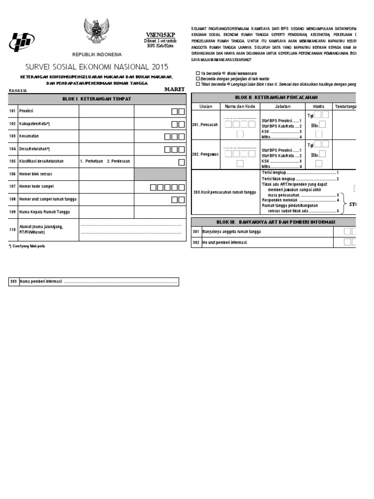 Kuesioner Susenas Modul 2015 | PDF