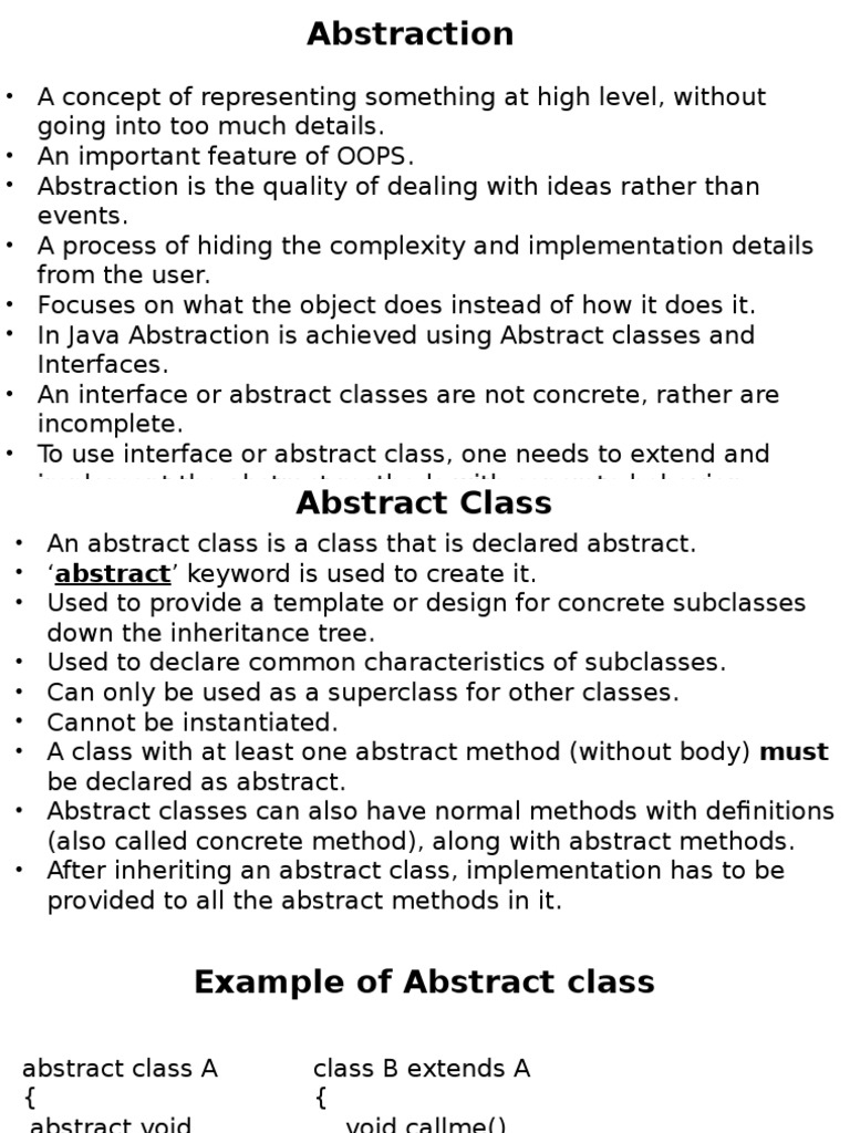 Abstract Classes And Interface Pdf Class Computer Programming Method Computer Programming 