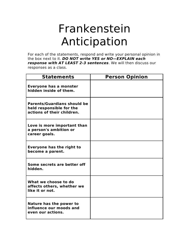 Frankenstein Anticipation | PDF