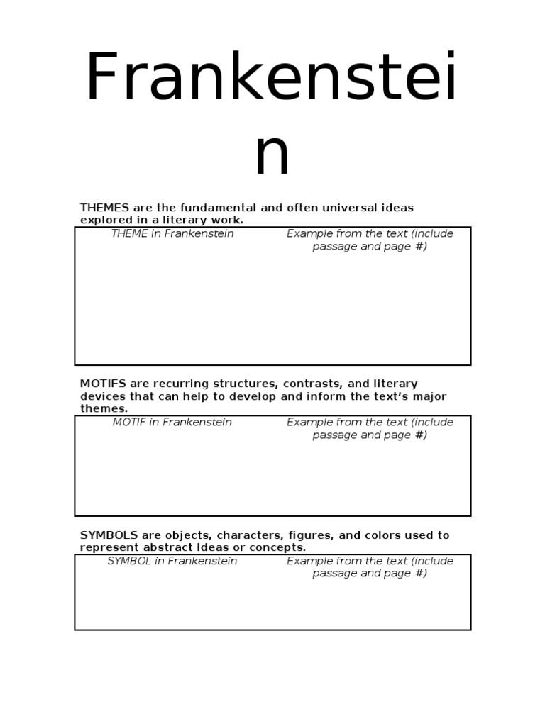Themes and Symbols in Frankenstein | PDF