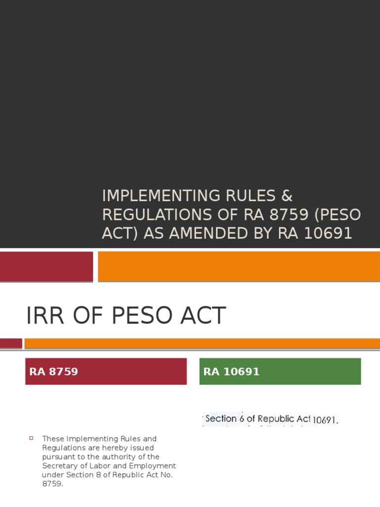 Implementing Rules & Regulations of RA 8759 ( | PDF | Recruitment ...