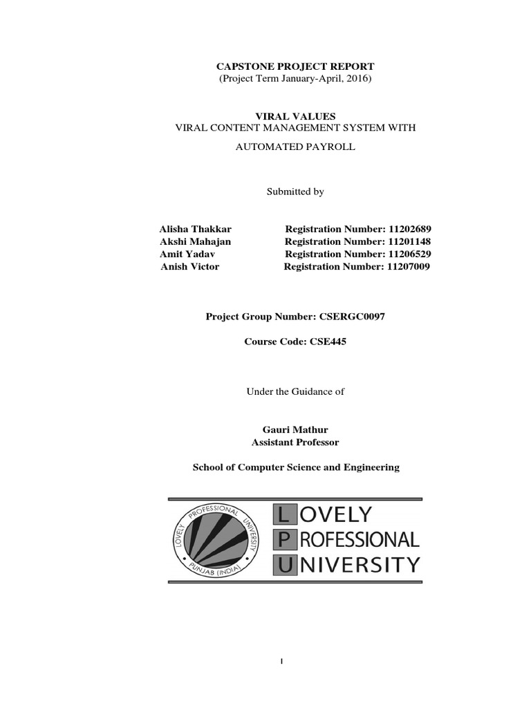 Lpu Final Year CSE Project Example | PDF | Word Press | Ad Sense