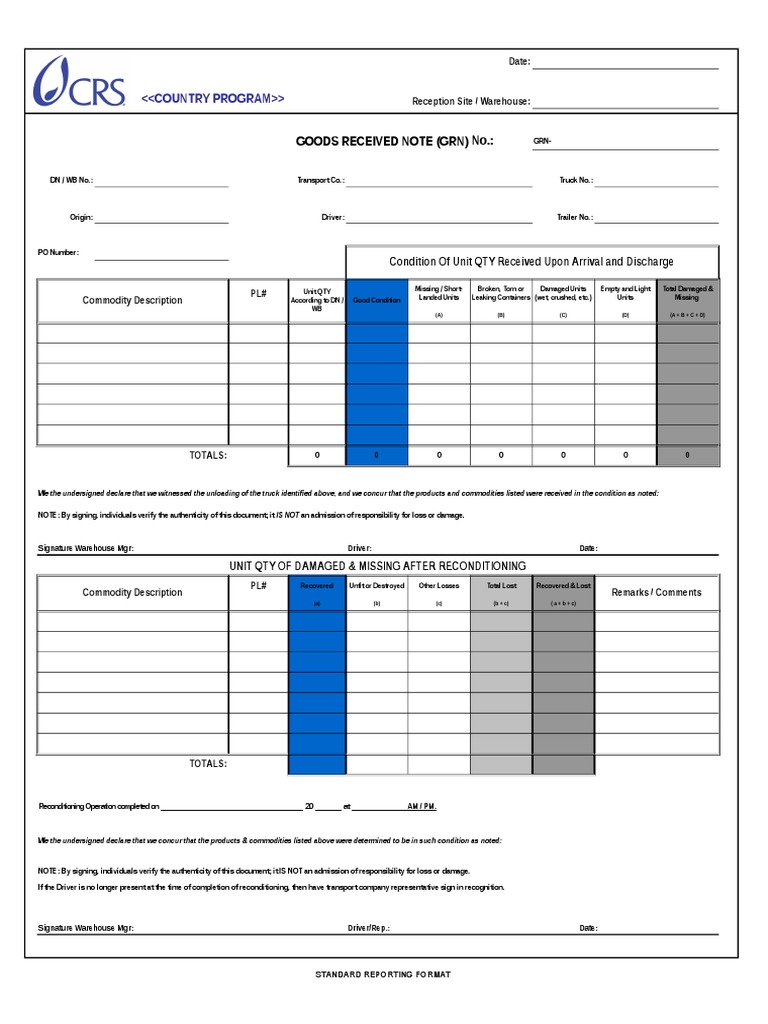 GRN Goods Received Note Adjusted JS | PDF | Transport | Logistics