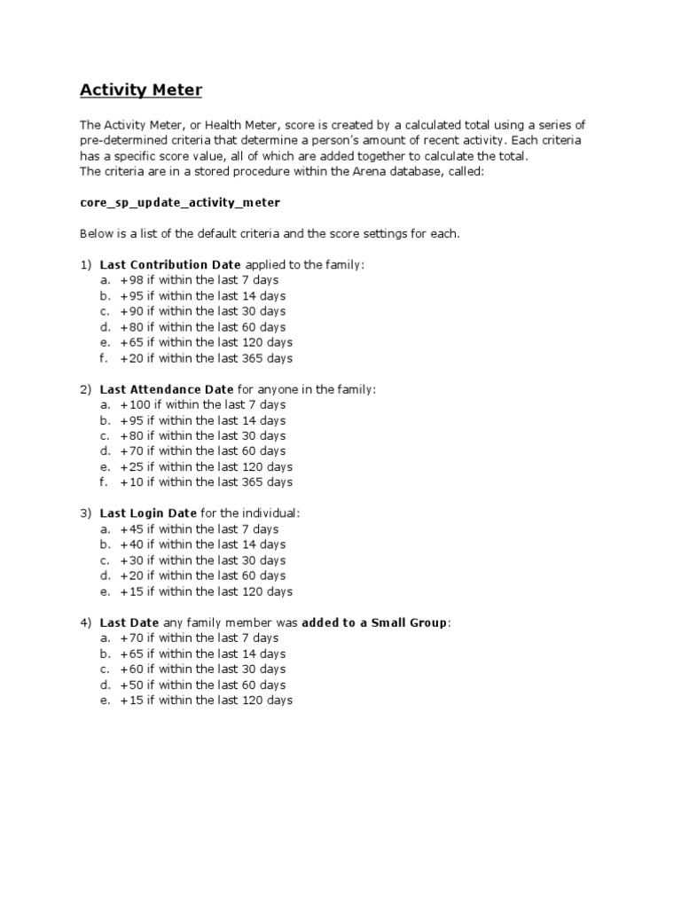 Modifying Activity Meter Settings | PDF | Microsoft Sql Server | Databases Modifying Activity Meter Settings | PDF | Microsoft Sql Server | Databases