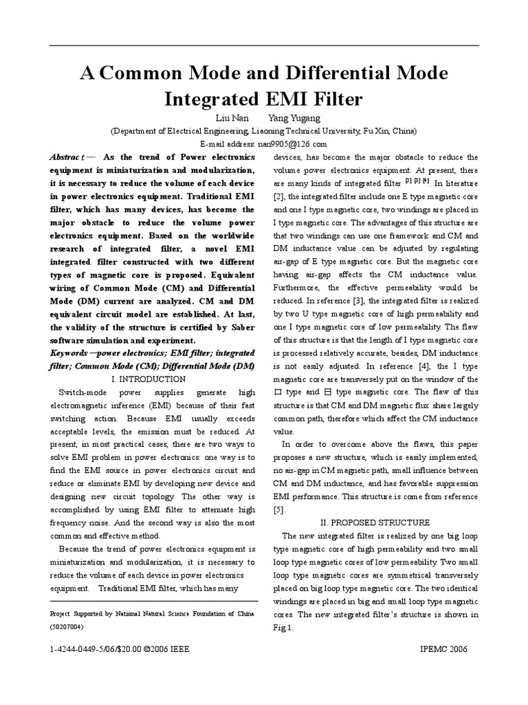 A Common Mode and Differential Mode Intergrated EMI Filter | PDF ...