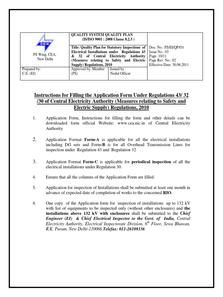 CEA Application Form Filling Instructions | PDF | Energy And Resource