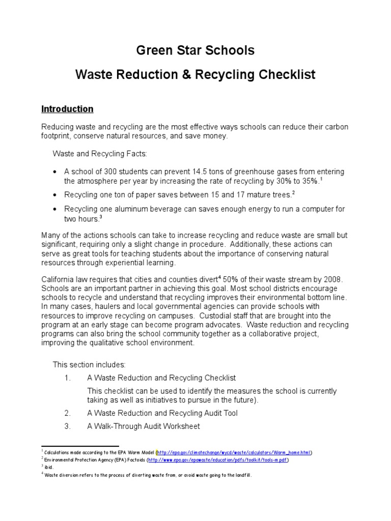 Waste Checklist | PDF | Recycling | Reuse