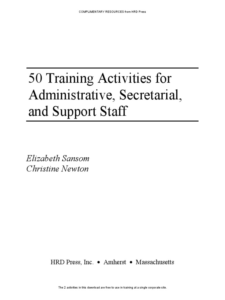 50 Training Activities For Administrative, Secretarial, and Support ...