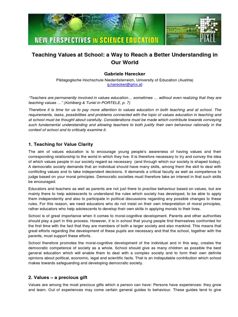 Teaching Values at School | PDF | Value (Ethics) | Teachers