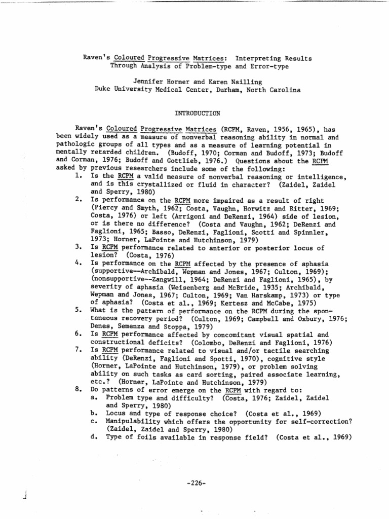 Coloured Progressive Matrices | PDF