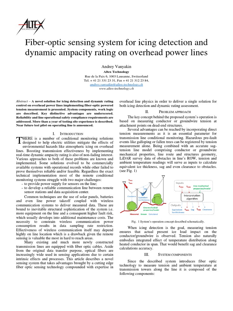 Altex FO OHL Sensing System | PDF | Optical Fiber | Electrical Substation