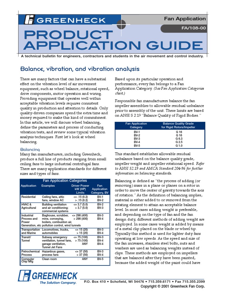 Fans. Balance, Vibration, and Vibration Analysis | PDF | Rotation ...