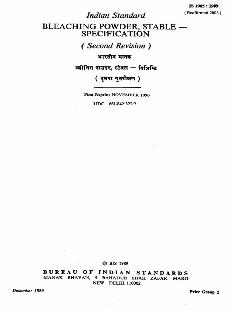 1065 - Bleaching Powder Stable | PDF | Bleach | Chlorine