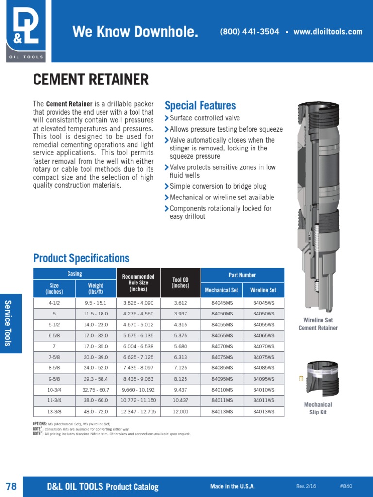 Cement Retainer 103387896 | PDF
