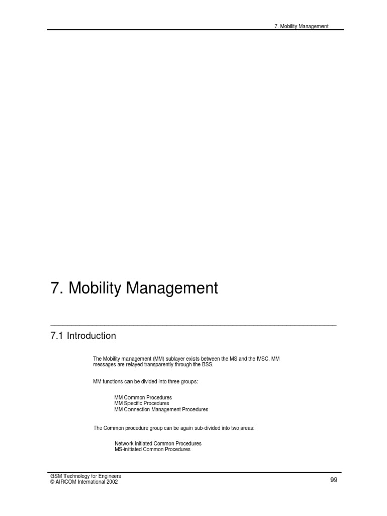 Mobility Management GSM Technology Aircom | PDF | Roaming | Radio ...