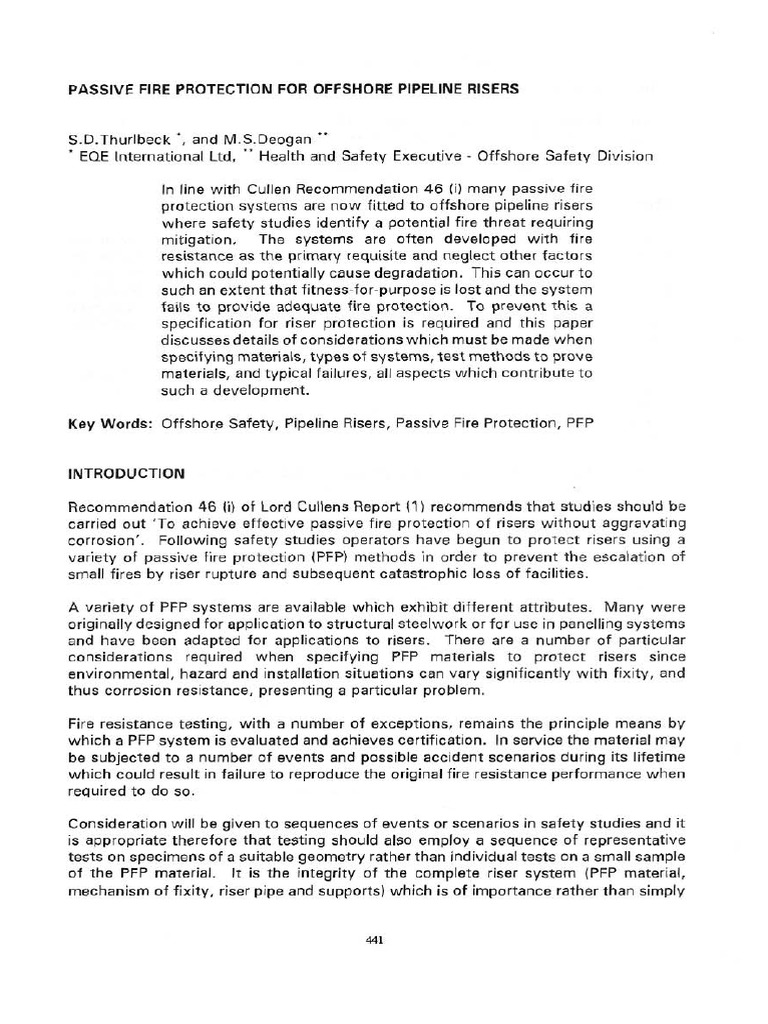 Passive Fire Protection For Offshore Pipeline Risers | PDF | Composite ...