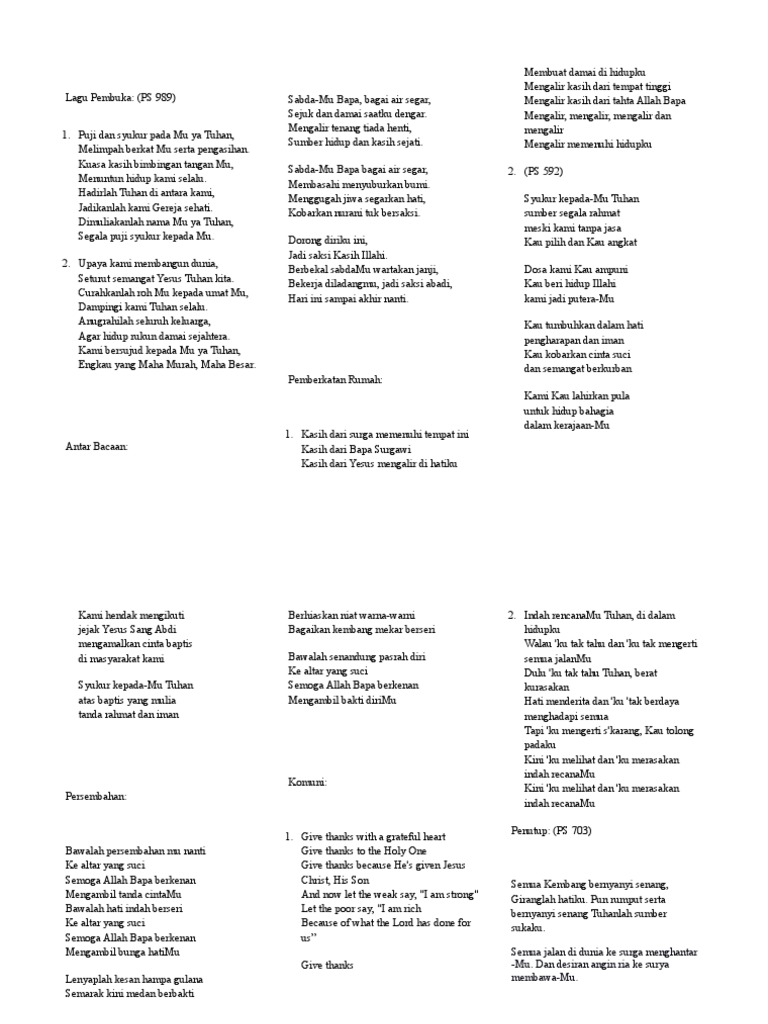 Lagu Pemberkatan Rumah Katolik | PDF