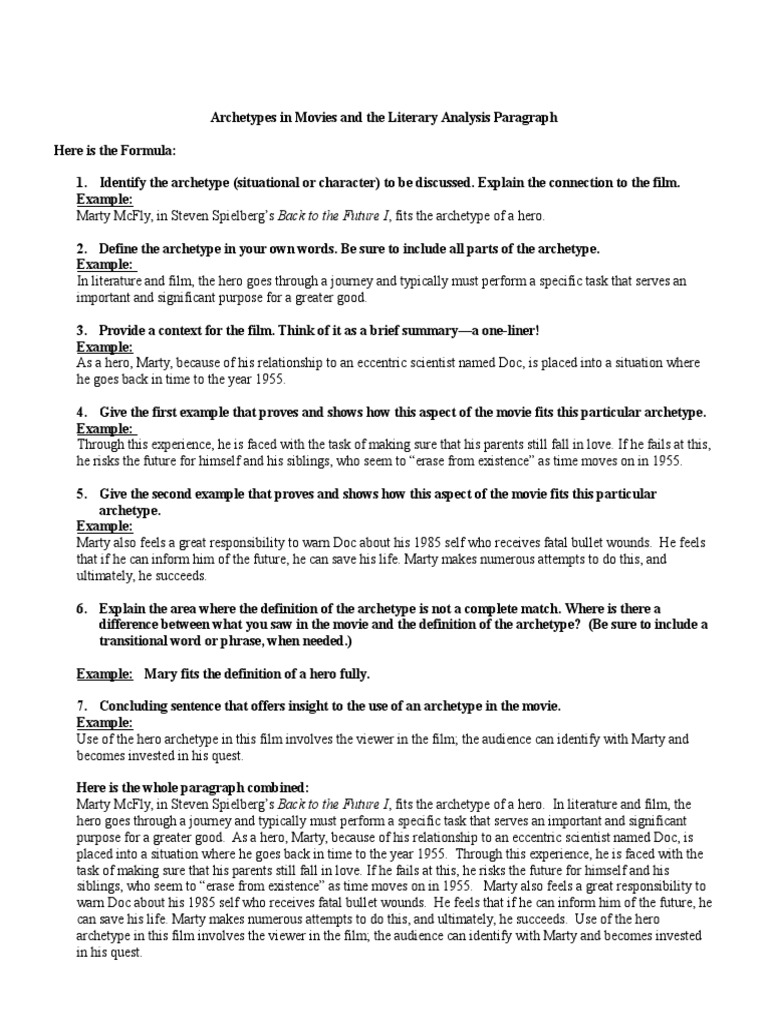 Archetypes in Movies and The Literary Analysis Paragraph | Download ...