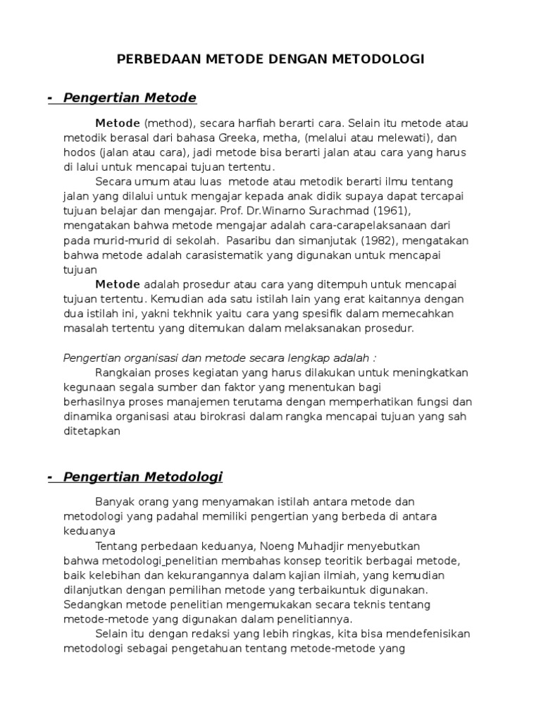 Perbedaan Metode Dengan Metodologi | PDF | Sains & Matematika