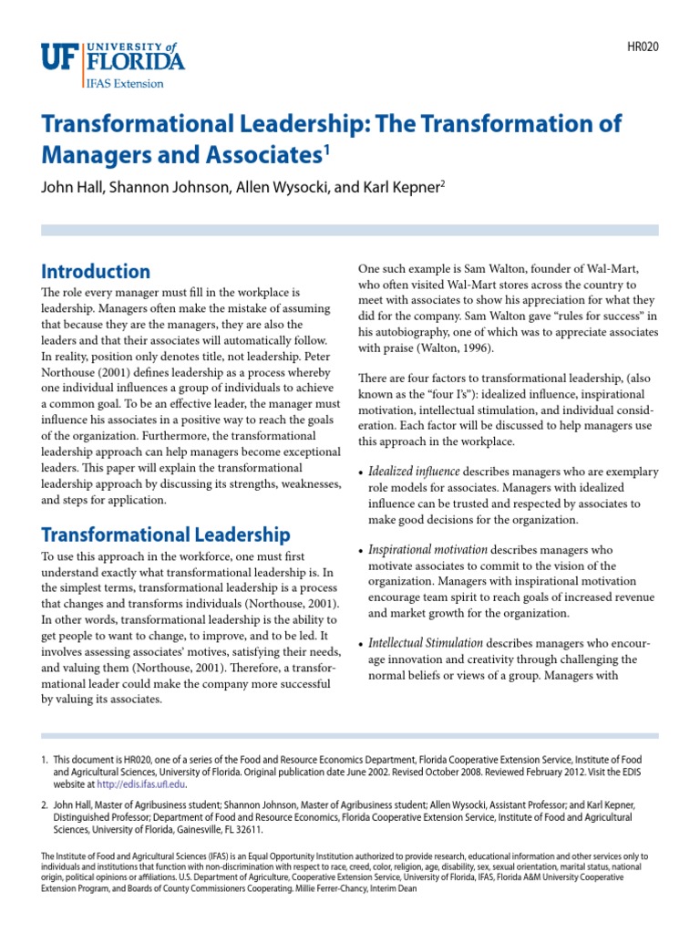 Transformational Leadership | PDF | Transformational Leadership ...