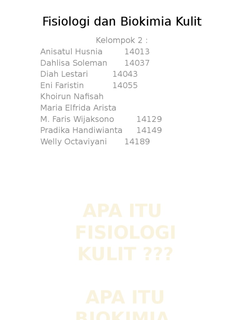 Fisiologi Dan Biokimia Kulit | PDF