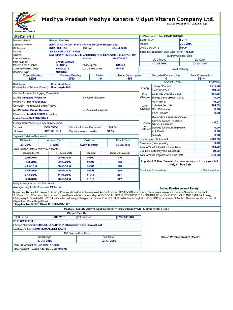 Electricity Bill Receipt PDF | PDF | Cheque | Payments