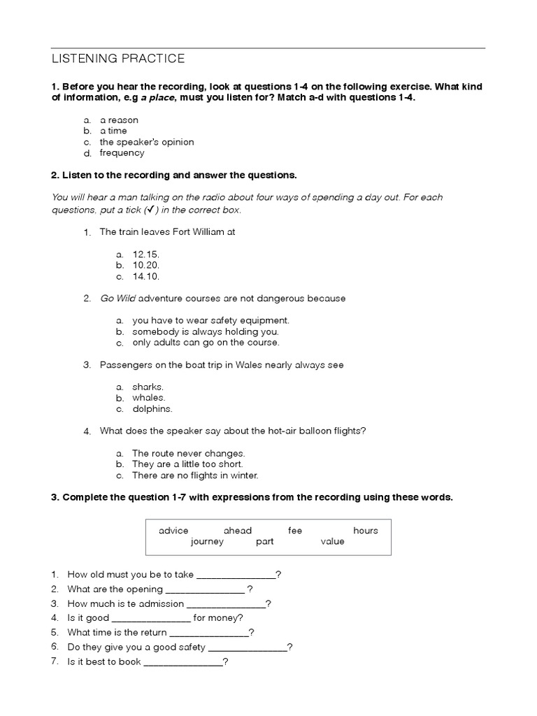Listening Practice | PDF