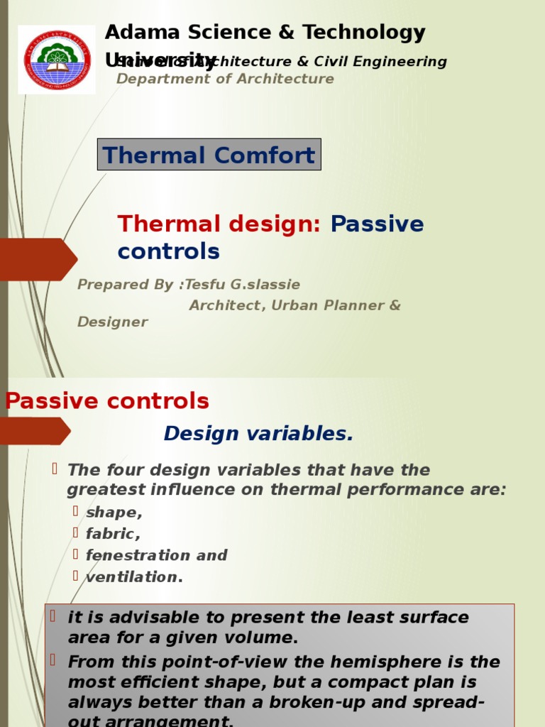 Thermal Comfort Passive Controls | PDF | Ventilation (Architecture ...